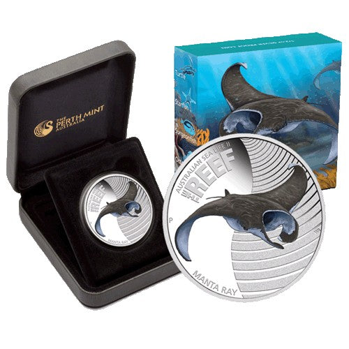 2012 50c Australian Sea Life Series II - Manta Ray 1/2oz Silver Proof ...