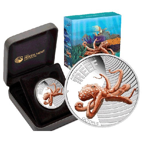 2012 50c Australian Sea Life Series II - Octopus 1/2oz Silver Proof Co ...
