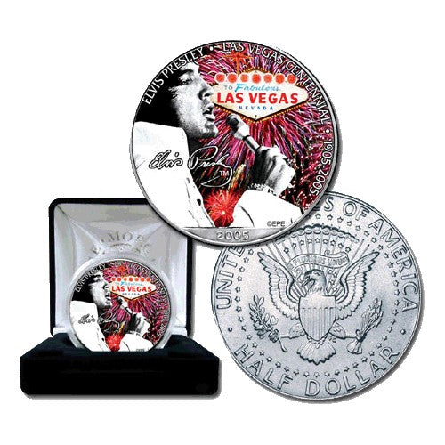 2005 50c USA Viva Las Vegas Elvis JFK Coloured BU Coin in Case – Coin City