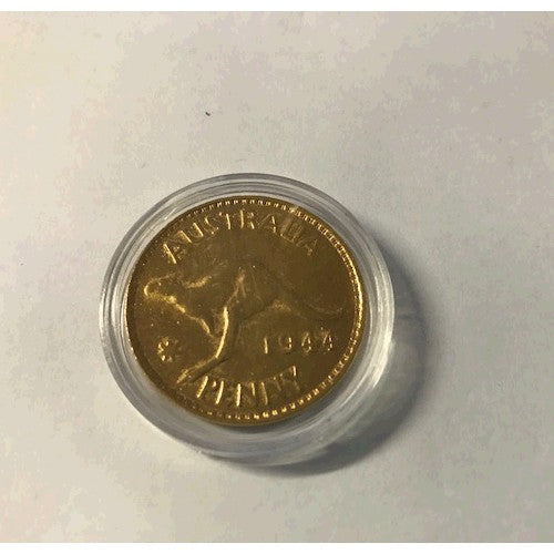 1944 Gold Plated Australian Penny in Capsule – Coin City