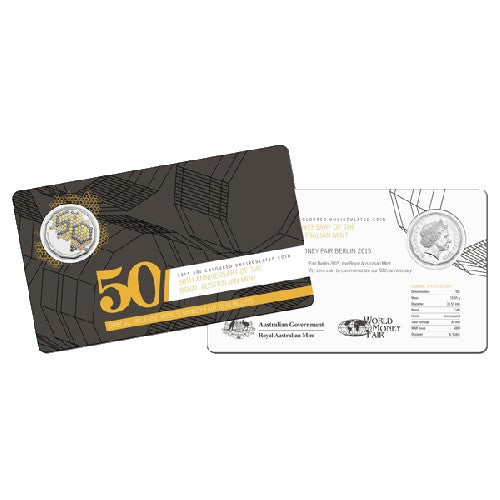 2015 50c 50th Anniversary RAM World Money Fair Unc Coin in Card – Coin City