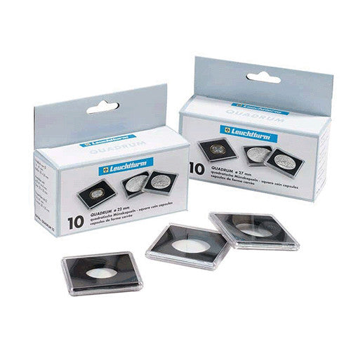 Quadrum Coin Capsules Square 25mm ID Black Pack of 10 – Coin City